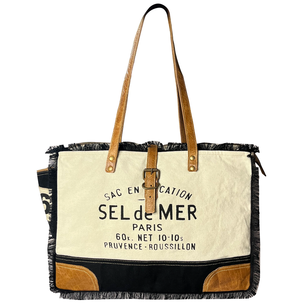 Canvas Tote Bag for Women - Sel De Mer French-Inspired Shoulder Bag