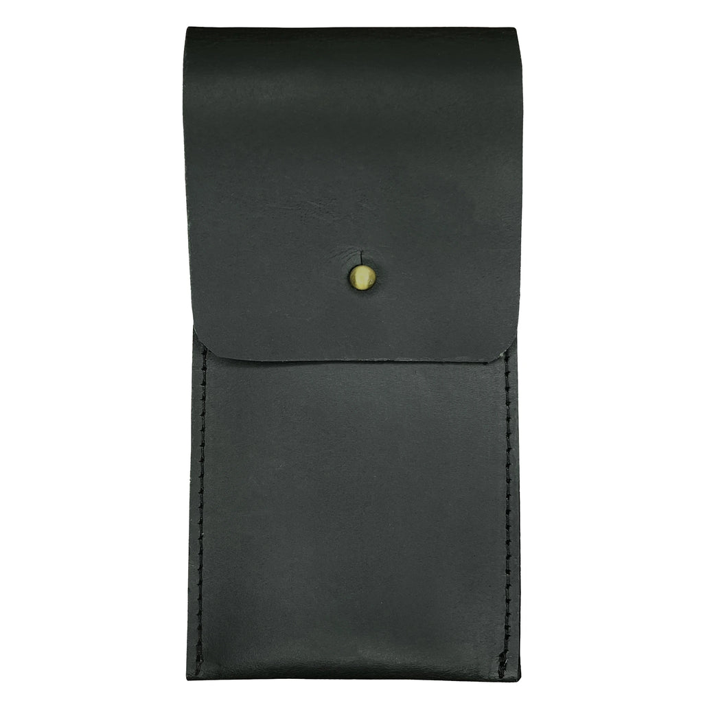 Slim Leather Pen Case | Minimal Pencil Pouch (Holds 3 Pens, Black)