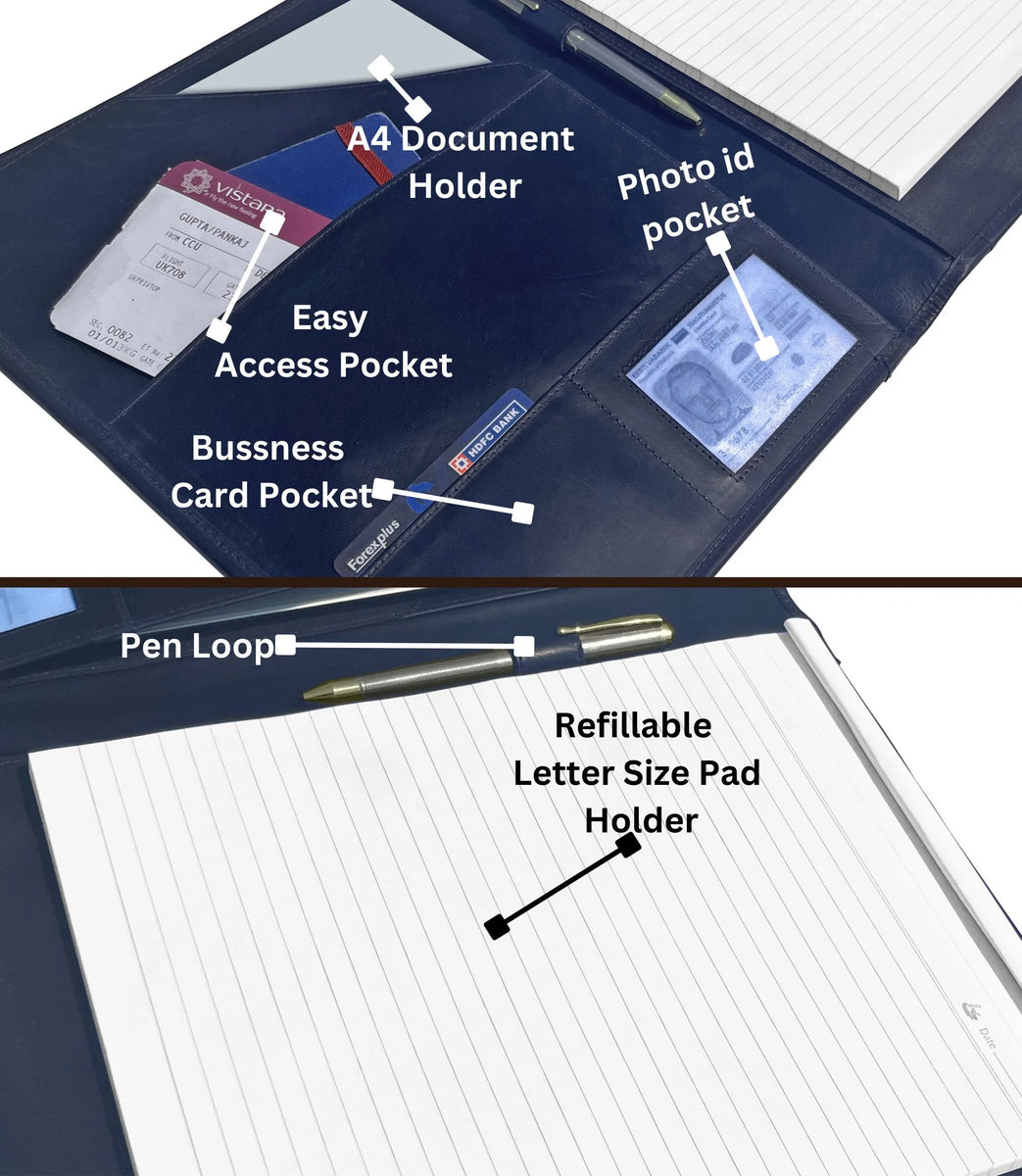 Royal Leather Portfolio Professional Organizer Office File Folder (Tan ...