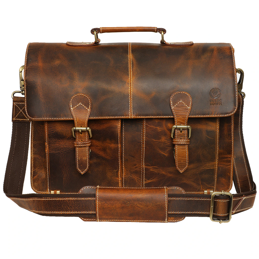 Leather Messenger bag for Men, Laptop Satchel, Shoulder Briefcase Bag