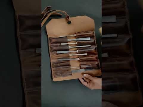 Leather Tool Roll Up Pouch | Chisel, Wrench Tool Kit (10 Slots ...