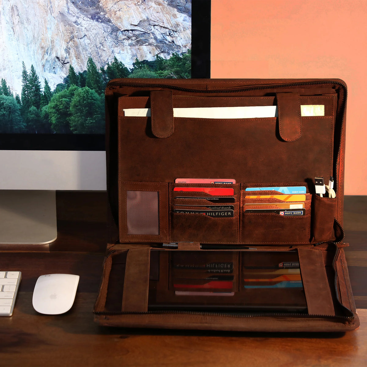 Supreme Business Portfolio Organizer for Men & Women Durable Leather ...