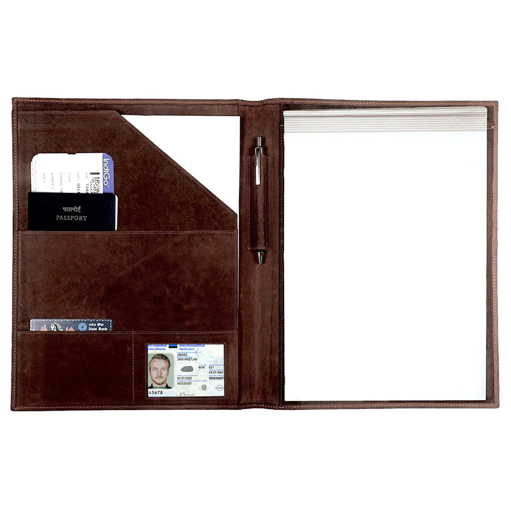 Royal Durable Leather Portfolio Office File Folder (Dark Brown)